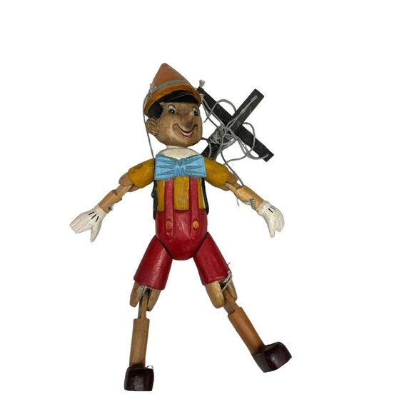 Disney | Toys | Vintage Pinocchio Marionette Puppet Carved Hand Painted ...